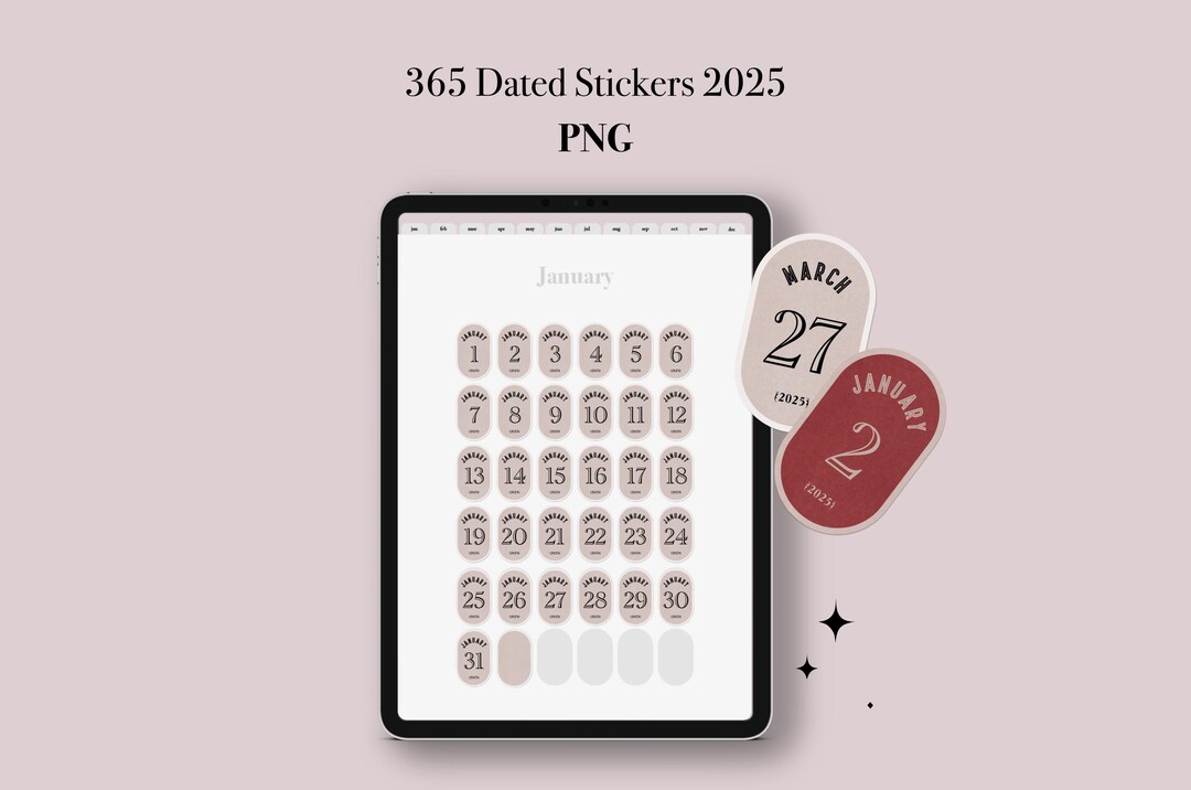 Daily Date Stickers for 2025 - PNG - Etsy