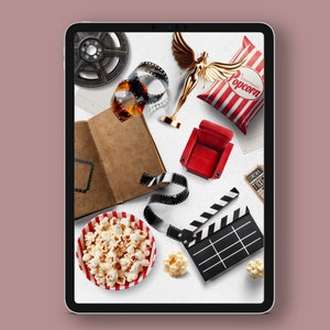 Movie Night - Realistic Digital Stickers, PNG and Goodnotes File - Etsy