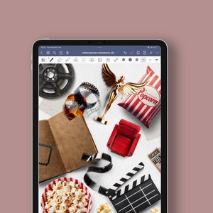 Movie Night - Realistic Digital Stickers, PNG and Goodnotes File - Etsy