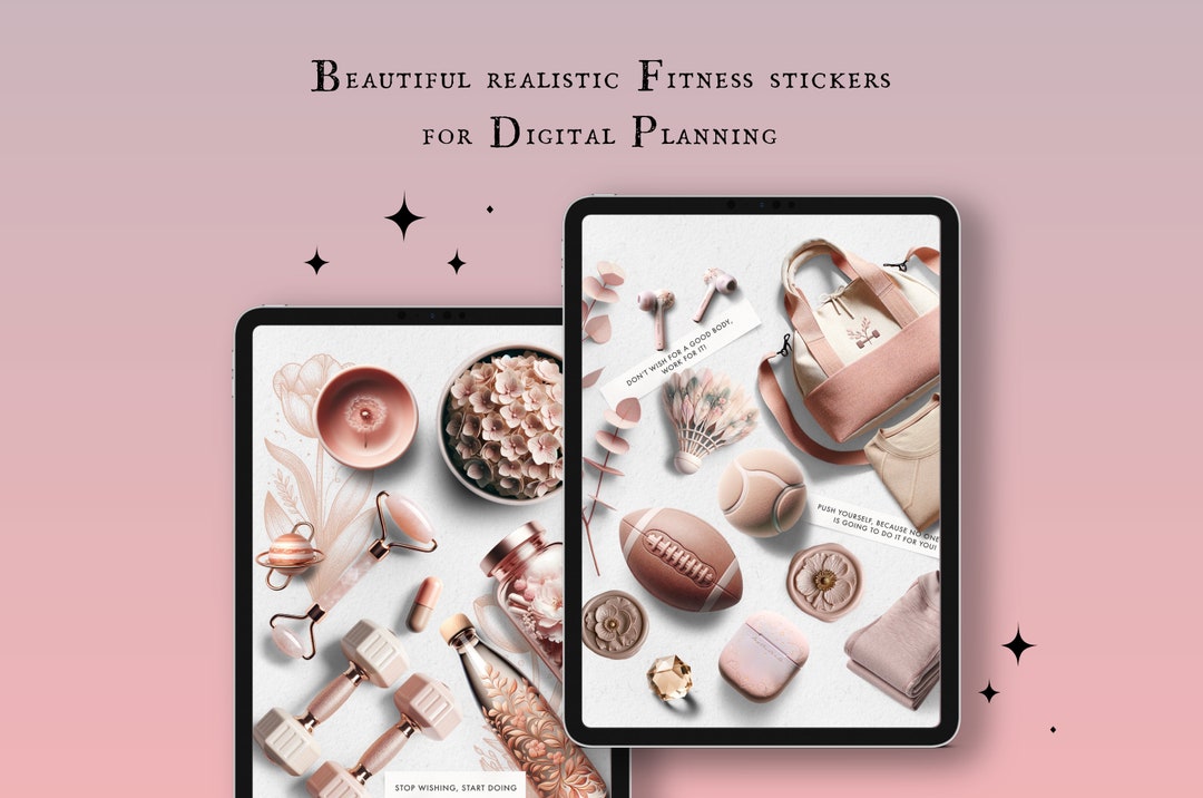 Digital Boho Decor Fitness and Health - Realistic Digital Stickers, PNG ...