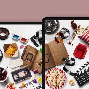 Movie Night - Realistic Digital Stickers, PNG and Goodnotes File - Etsy