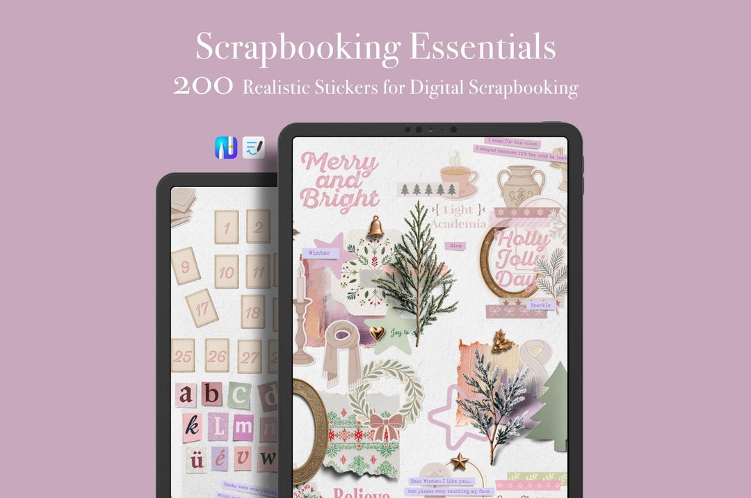Digital Scrapbooking Sticker With Winter Holiday Vibes - Realistic ...