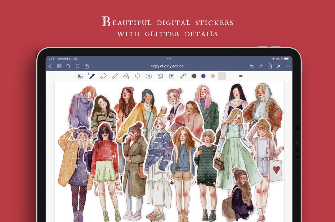 Sweet Girls Digital Doll Stickers PNG and Goodnotes File - Etsy