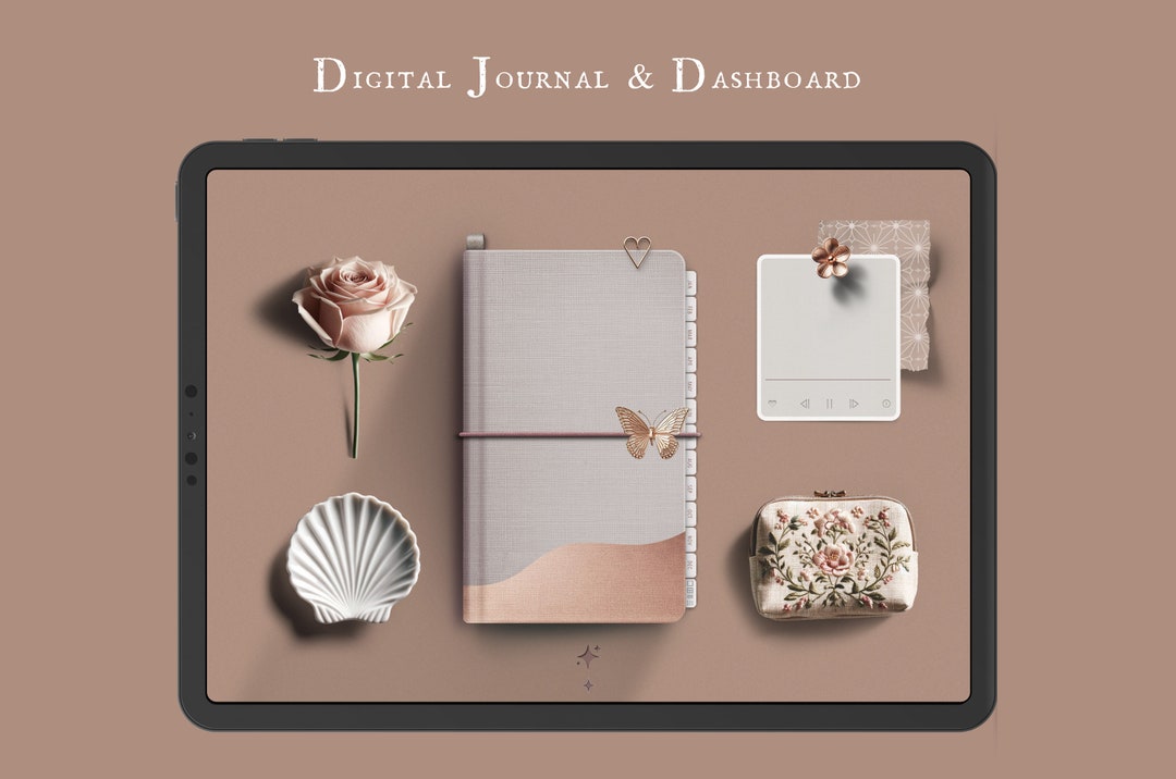 Realistic Slim Digital Journal With Dashboard as Goodnotes or as PDF ...