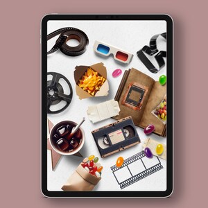 Movie Night - Realistic Digital Stickers, PNG and Goodnotes File - Etsy