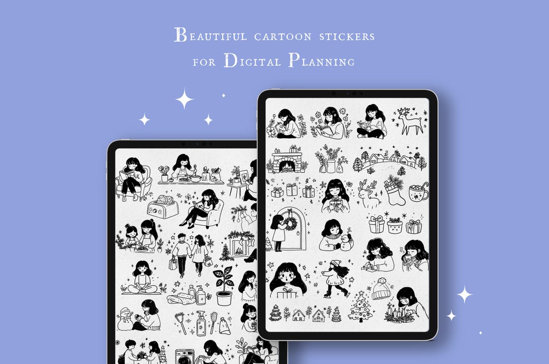 Cartoon Journal Stickers - Ellie - Digital Christmas Stickers PNG and ...