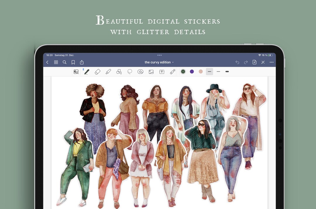 Sweet Curvy Girls - Digital Stickers - PNG and Goodnotes File - Etsy