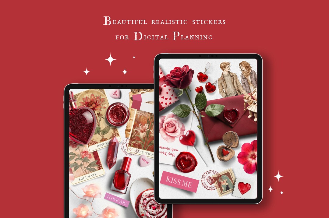 Valentine's Day Digital Stickers, 88 PNG Sticker and Goodnotes File - Etsy