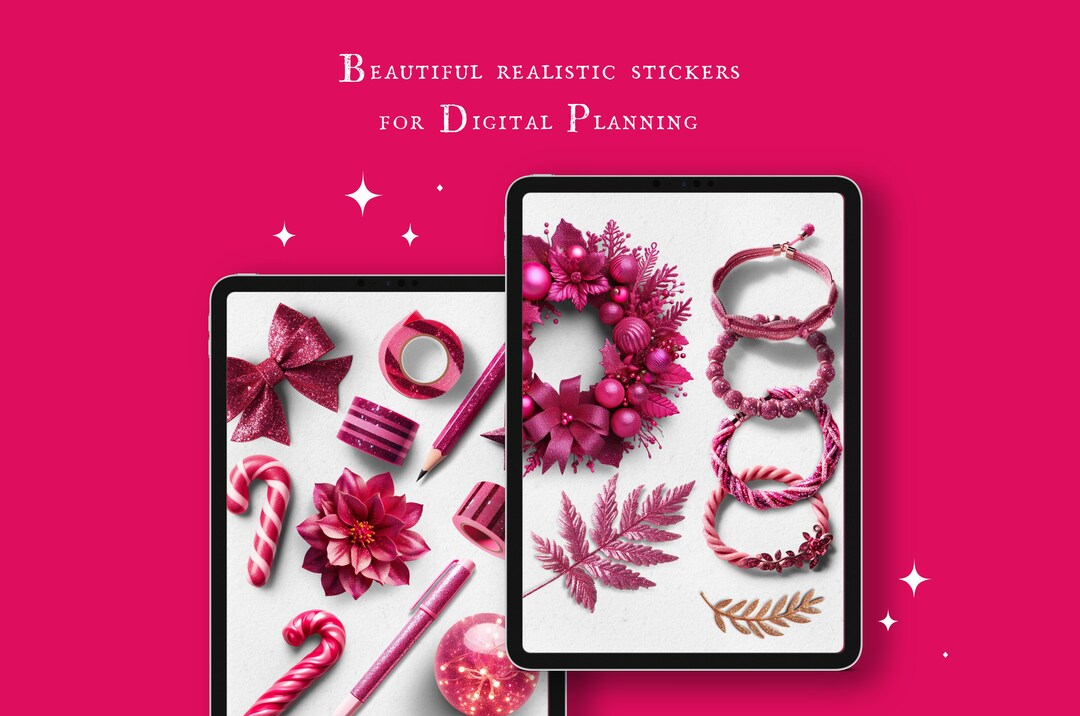 Hot Pink Glitter Christmas Clipart for Your Digital Dashboard and ...