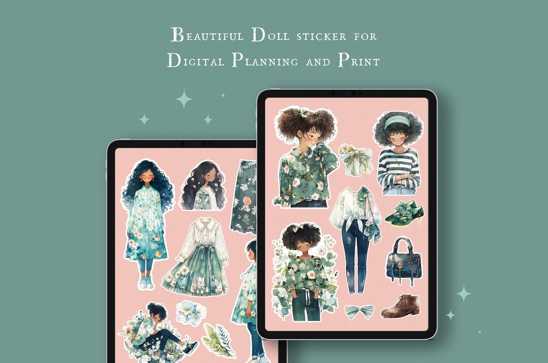 Sweet Girls Digital Doll Stickers PNG and Goodnotes File - Etsy