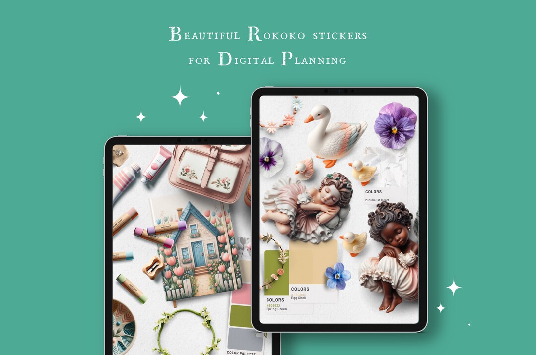 Digital Spring Decor ROCOCO Figurines - Realistic Digital Stickers, PNG ...