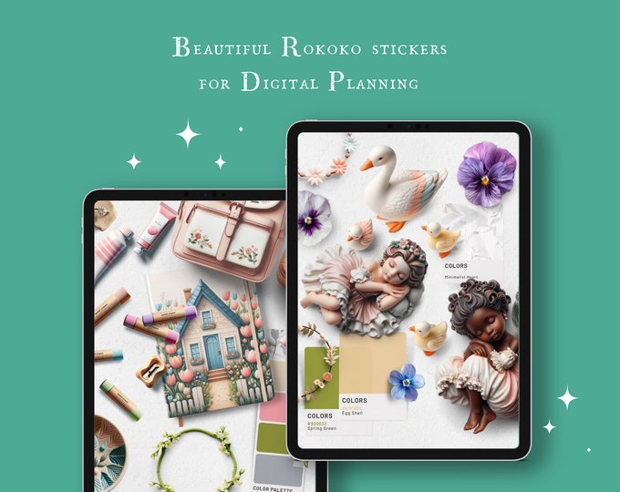 Digital Spring Decor ROCOCO Figurines - Realistic Digital Stickers, PNG ...