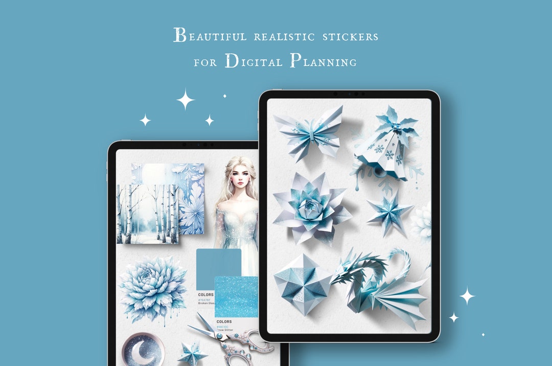 Ice and Origami Decor for Your Digital Dashboard and Planner ...