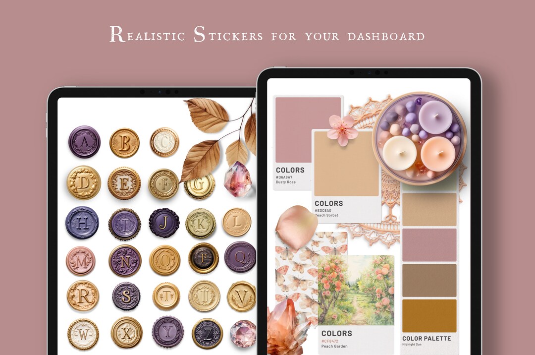 97 Romantic Dashboard Stickers - Peach Edition - PNG and Goodnotes File ...