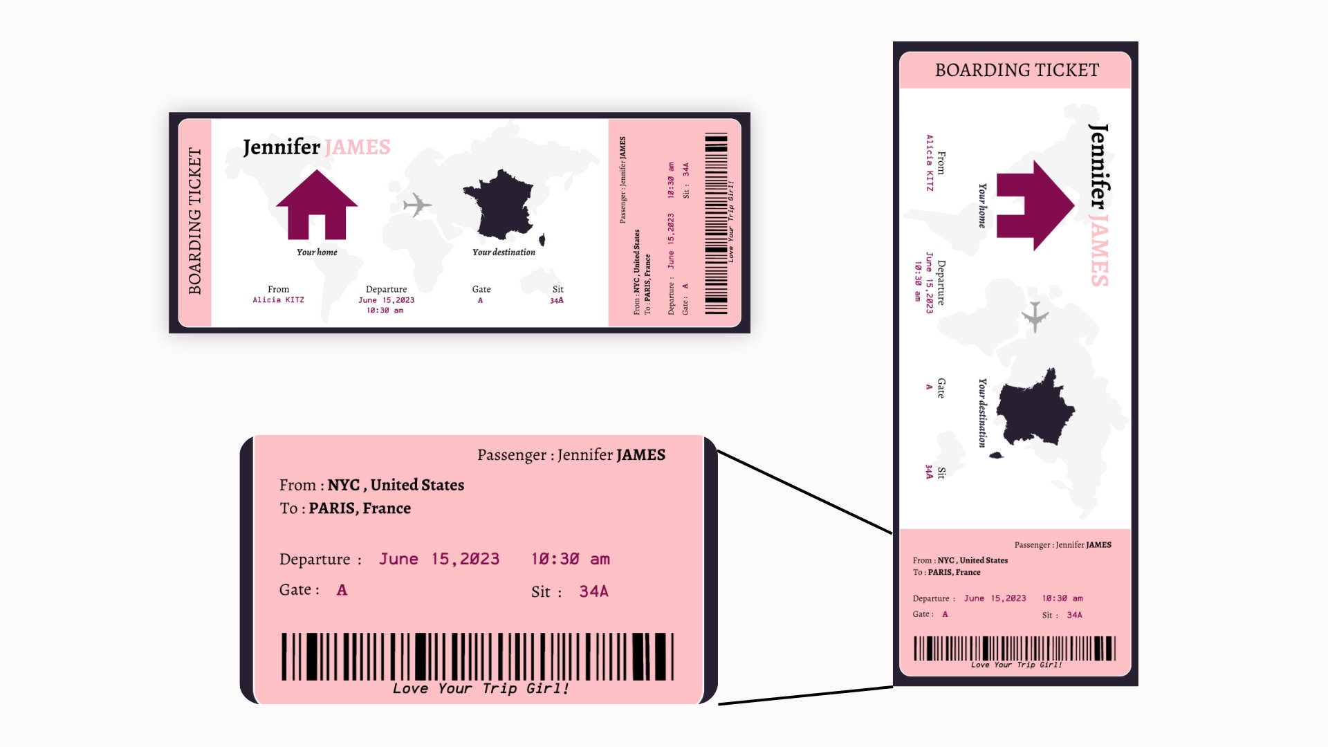 EDITABLE Boarding Ticket Template/travel Gift Idea for Women/printable ...