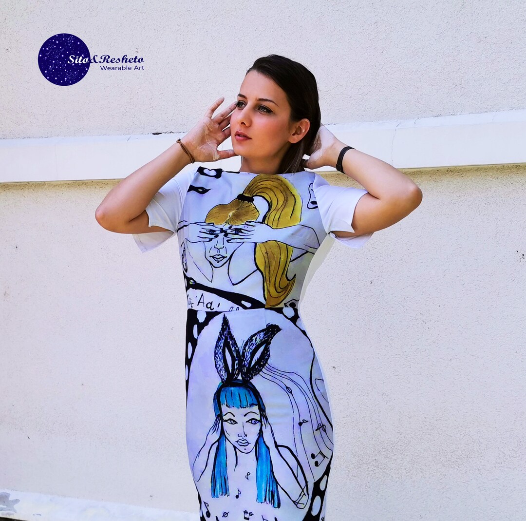 Open Back Art Printed Dress, Art Clothing, All Sizes - Etsy
