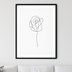 Rose Line Drawing Print, Modern Line Drawing, One Line Drawing, Art Modern, Home Print, Wall Art ...