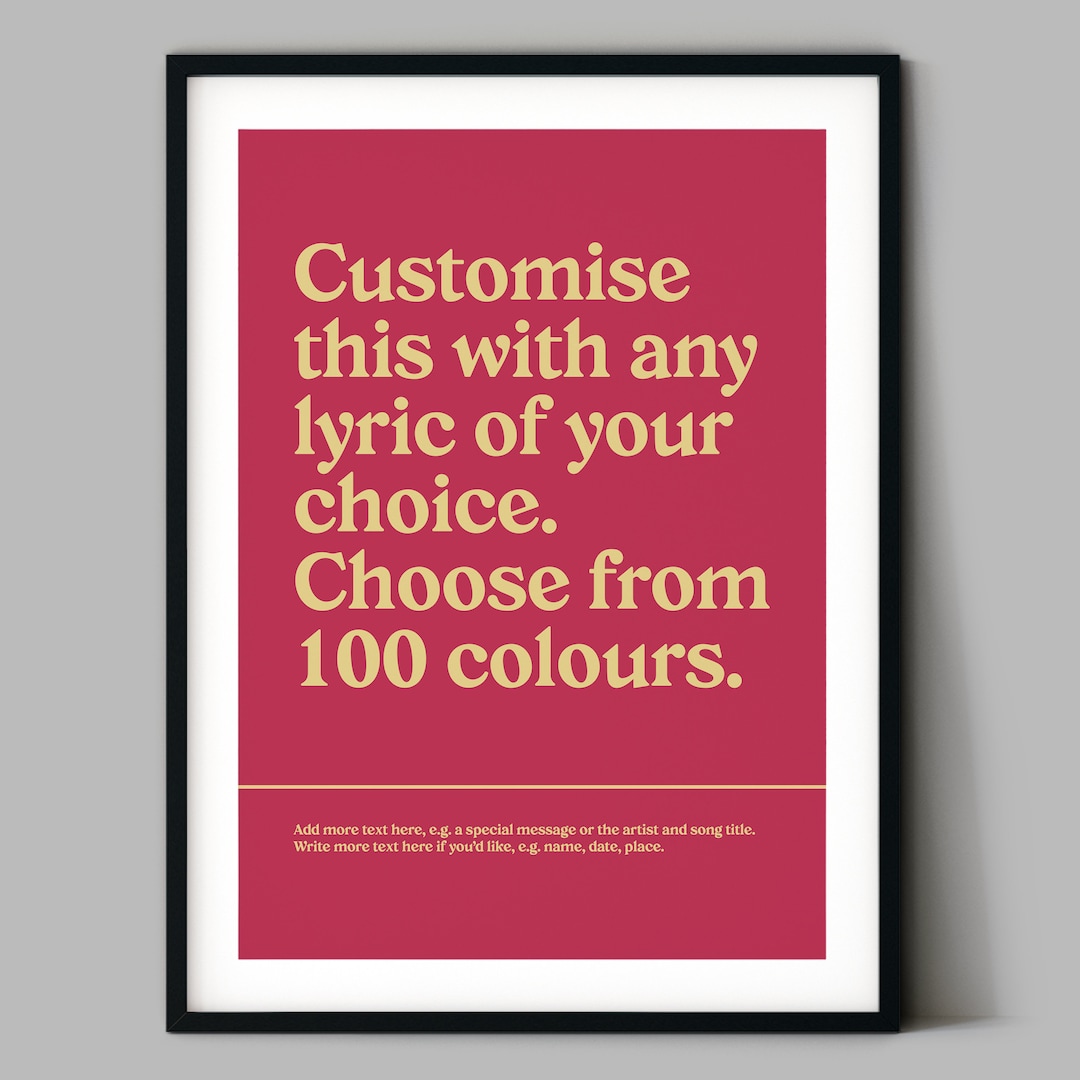 Song Lyrics Wall Art | Custom Song Lyrics Print | Custom Lyrics Artwork ...