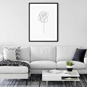 Rose Line Drawing Print, Modern Line Drawing, One Line Drawing, Art Modern, Home Print, Wall Art ...