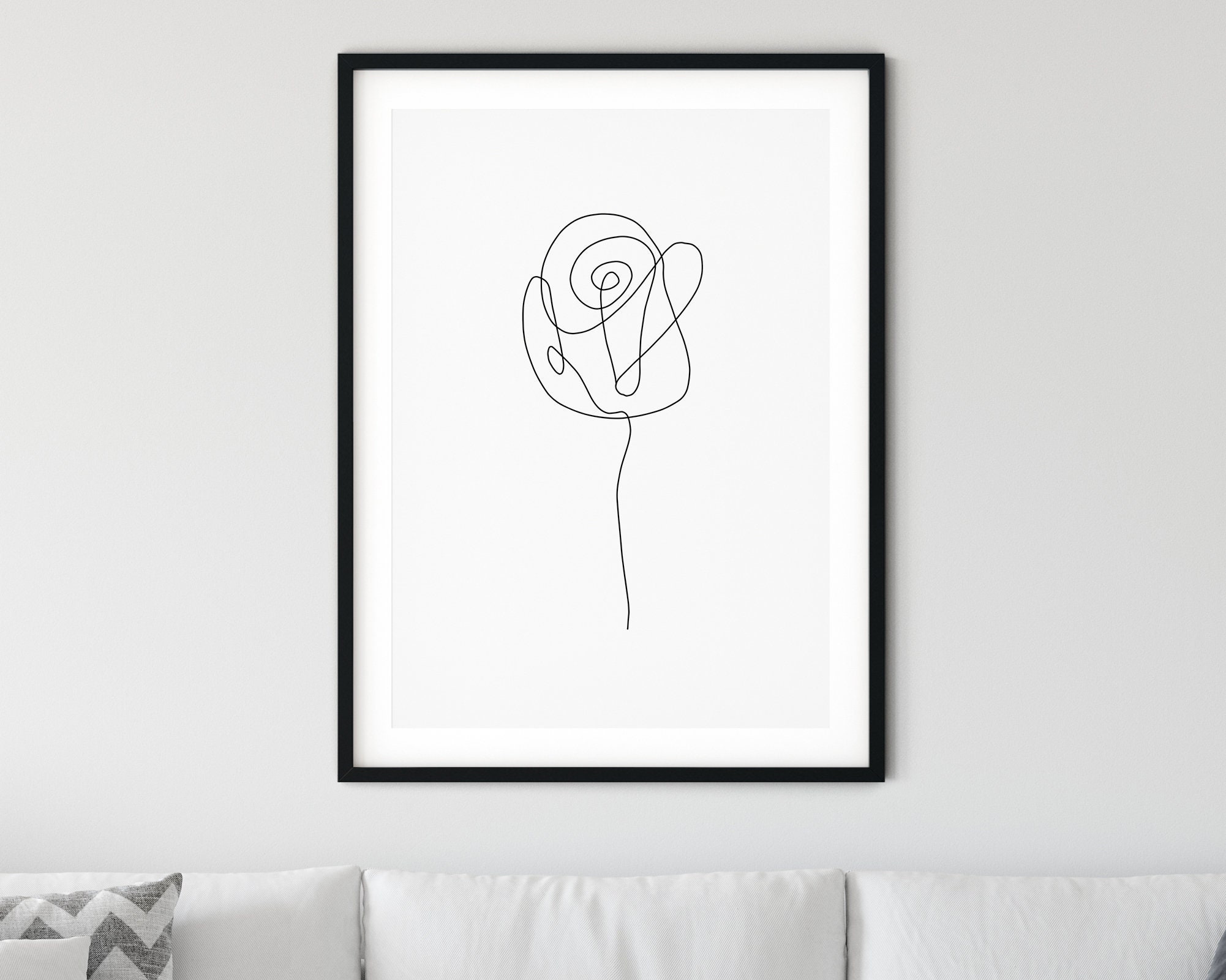 Rose Line Drawing Print Modern Line Drawing One Line | Etsy