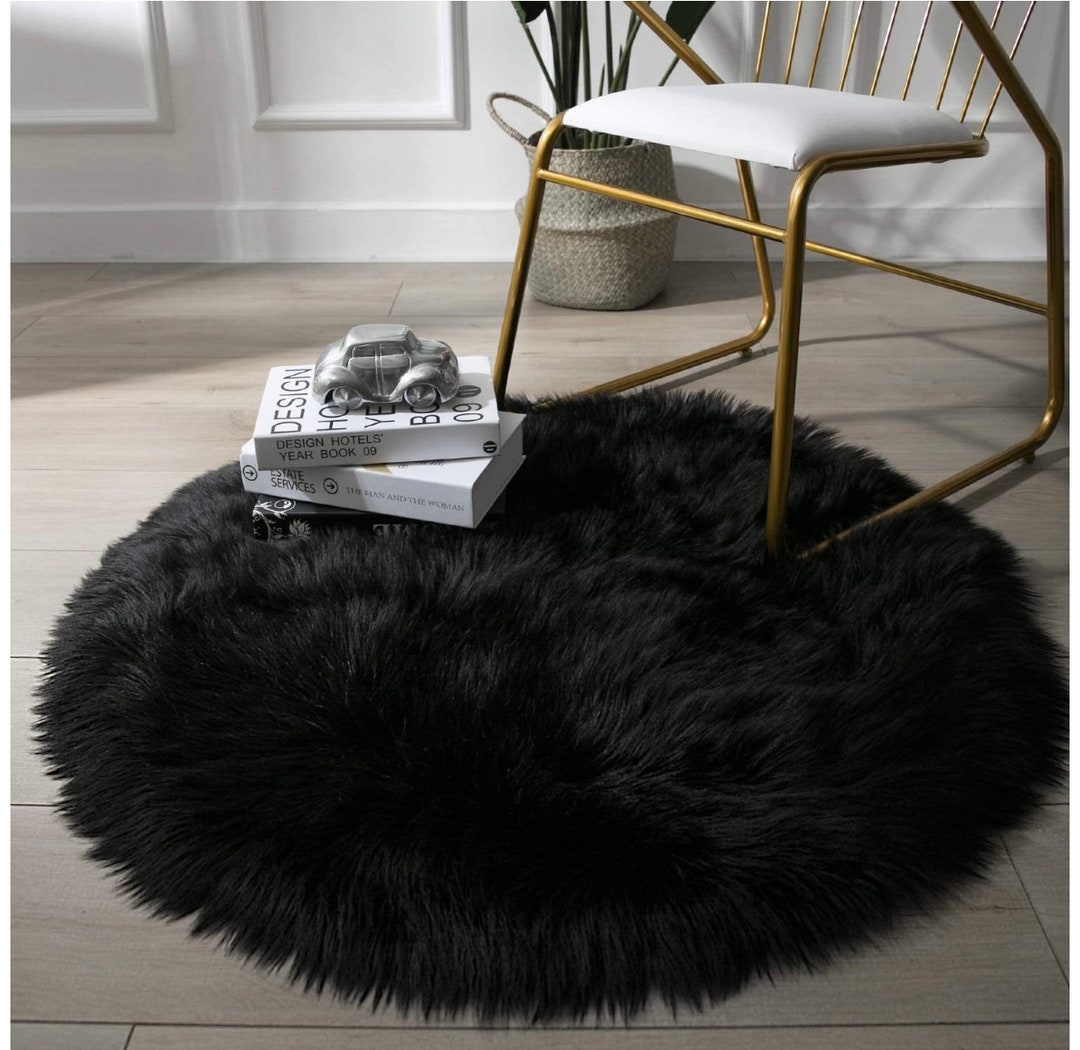 Room Decor 3x3 Feet Fluffy Rug Black Rug Rugs for Bedroom - Etsy