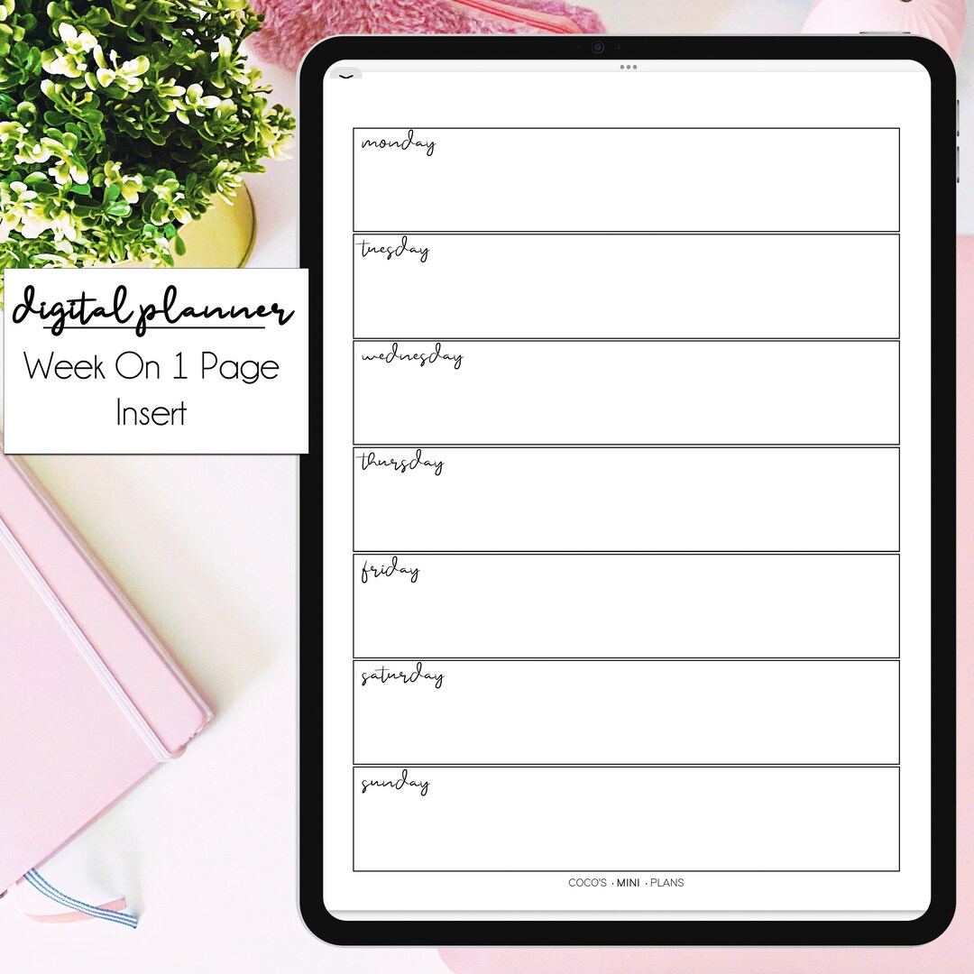 BYOP Digital Planner Week on 1 Page Insert - Etsy