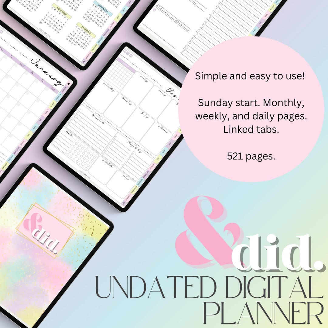 Undated Digital Planner - &did. - Pastel - Etsy