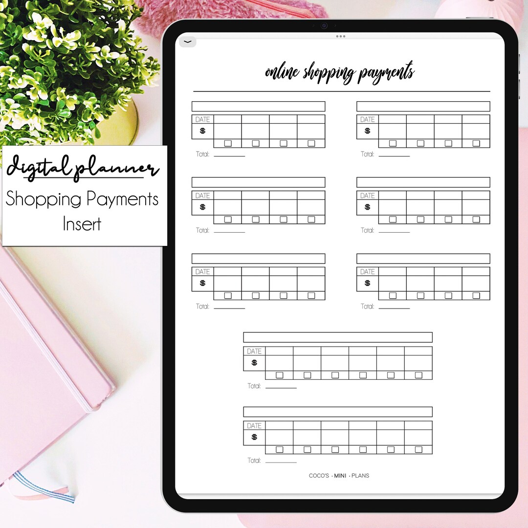 BYOP Digital Planner Online Shopping Payments Insert - Etsy