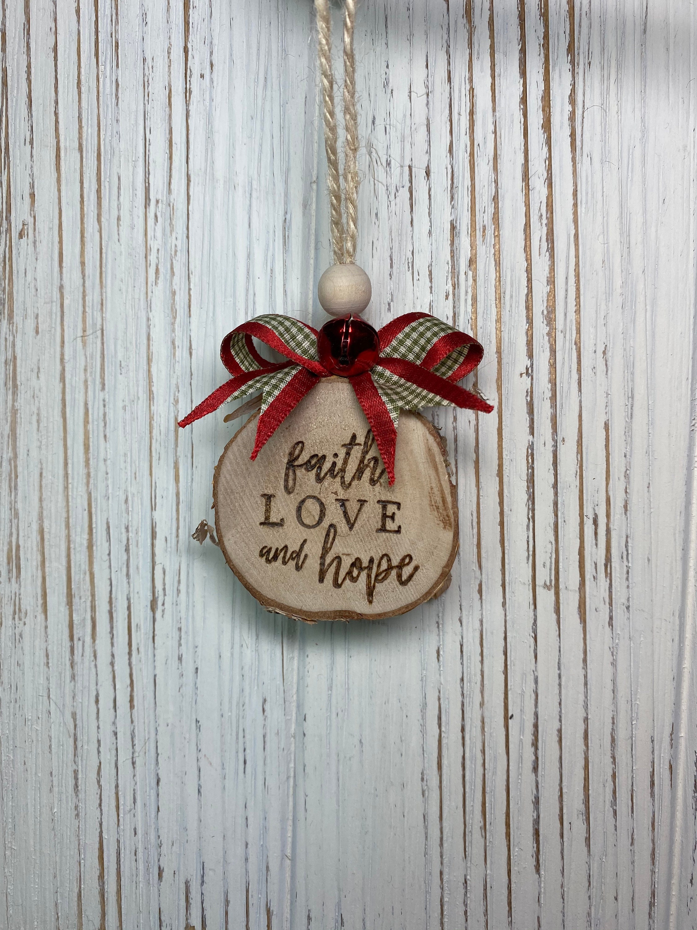 Handmade Wood Burned faith Love and Hope Ornament - Etsy