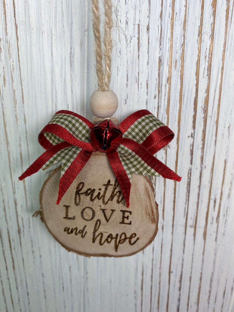 Handmade Wood Burned “faith Love and Hope” Ornament - Etsy
