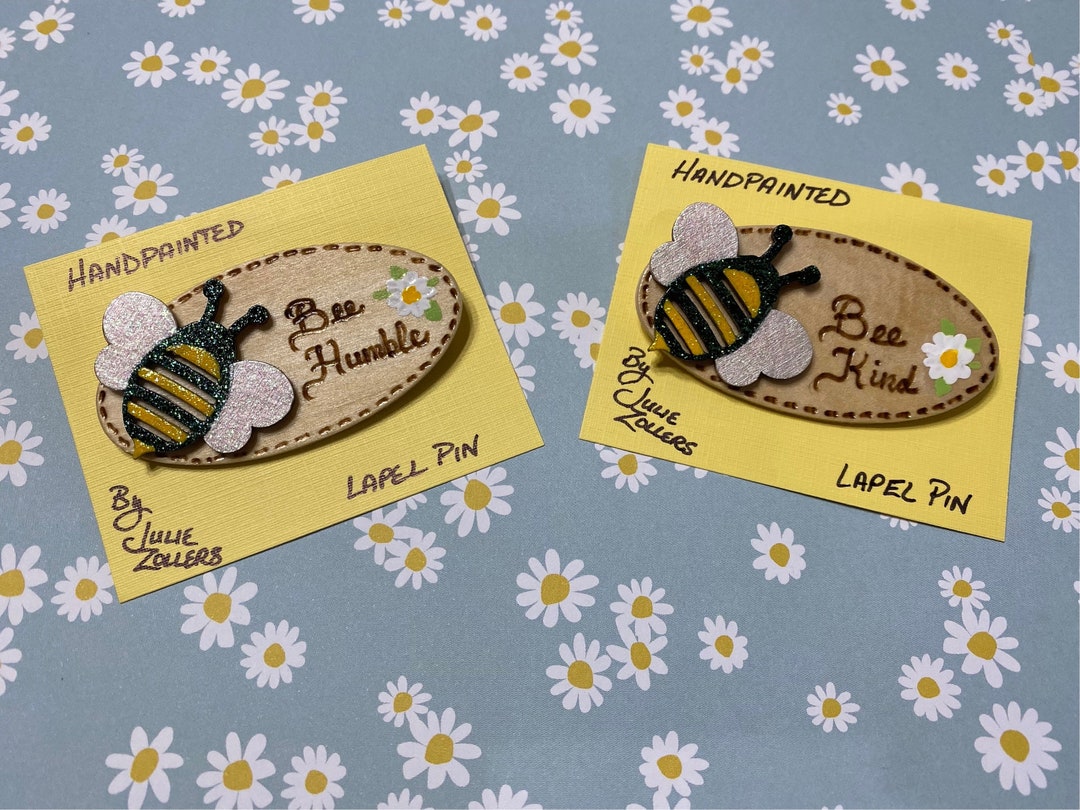 Handpainted Oval Bee Pin - Etsy