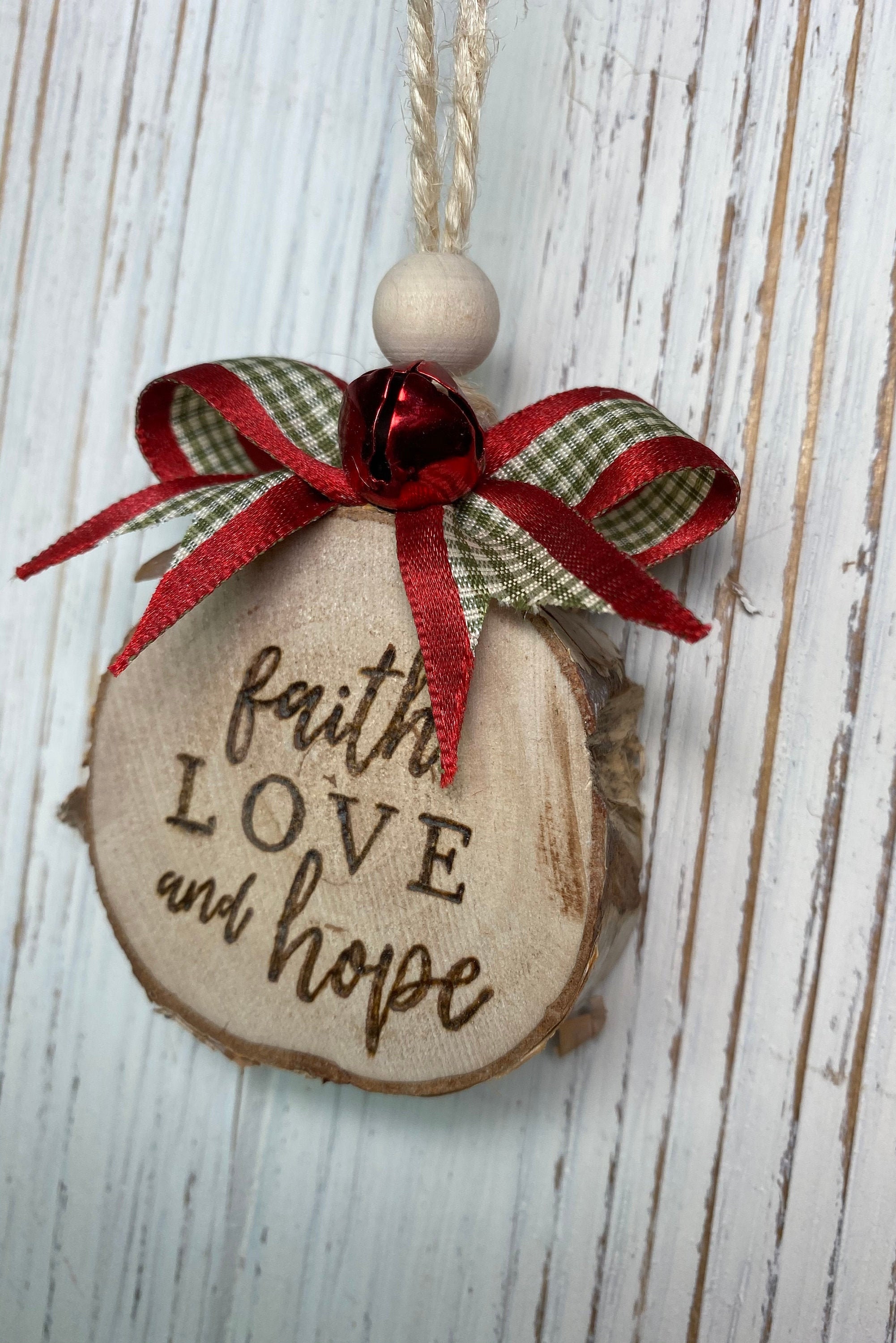 Handmade Wood Burned faith Love and Hope Ornament - Etsy