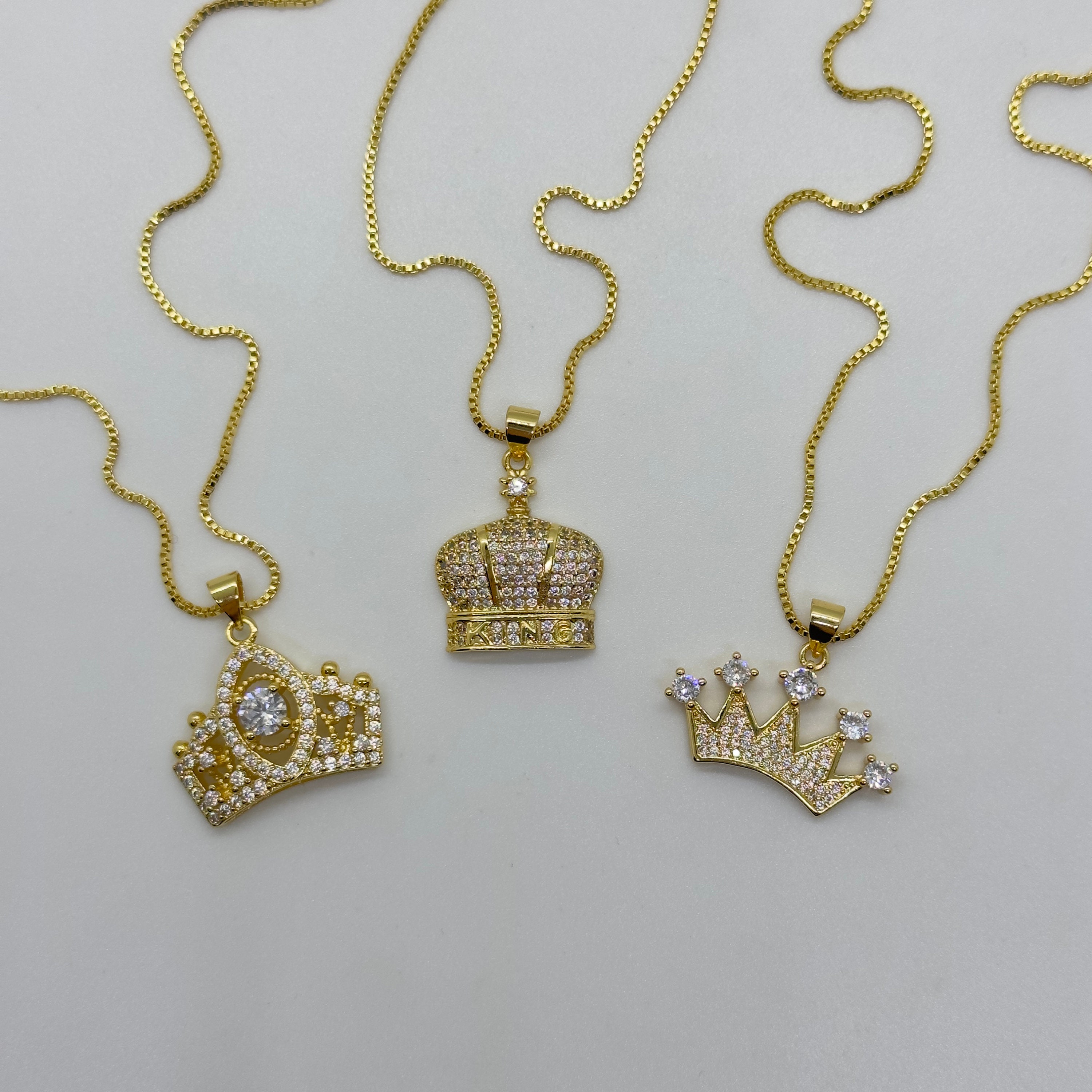 18K Gold Filled Multi Style Crown Necklace Framed With White Zirconia ...