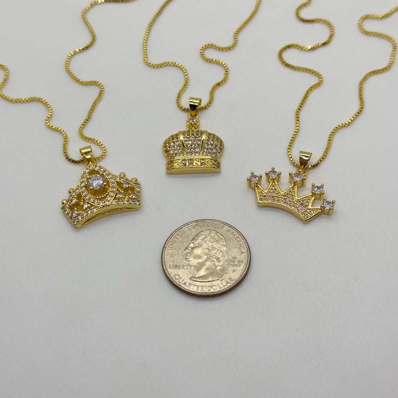 18K Gold Filled Multi Style Crown Necklace Framed With White Zirconia ...