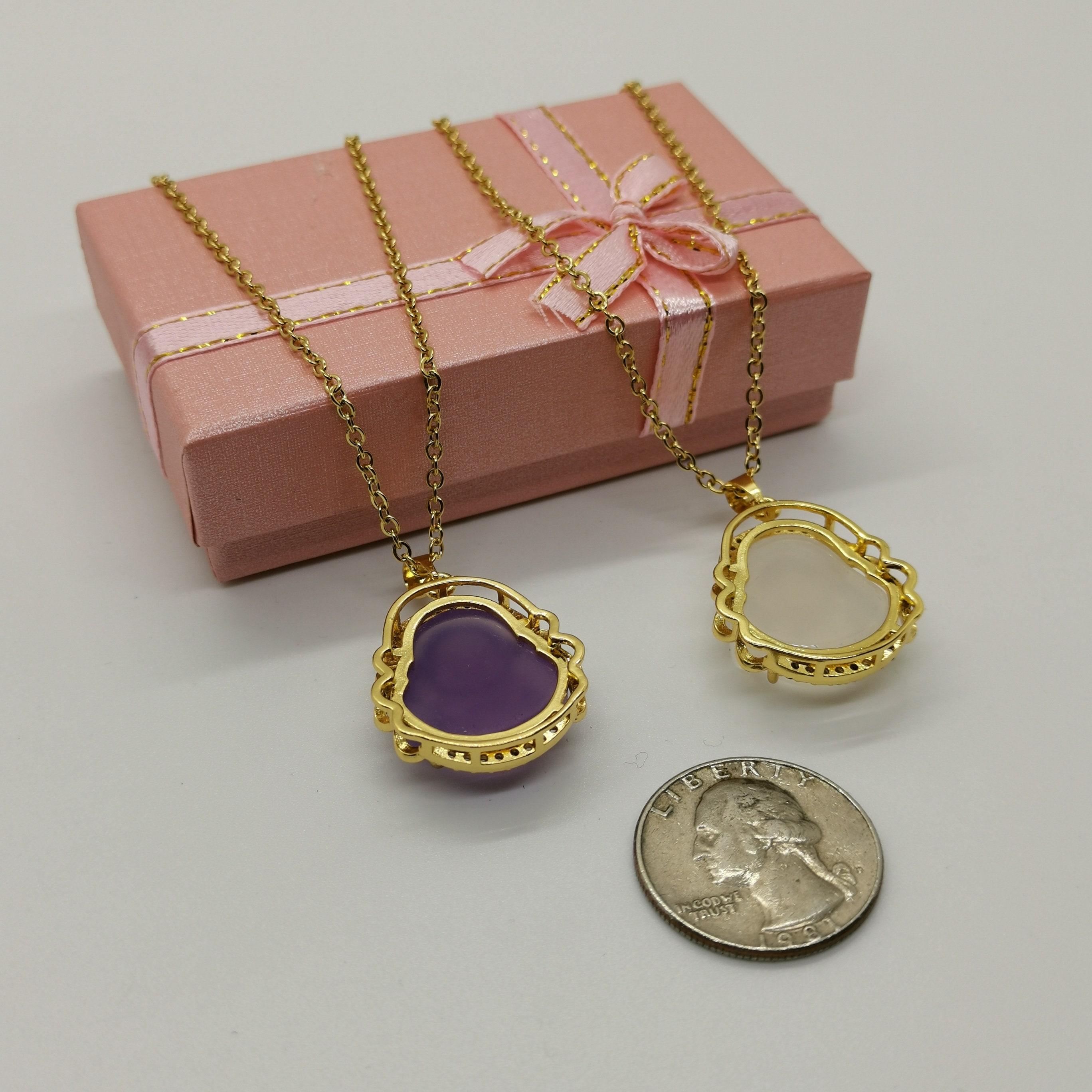 Genuine White/purple Buddha With White Zircon Jade Pendant Necklace ...