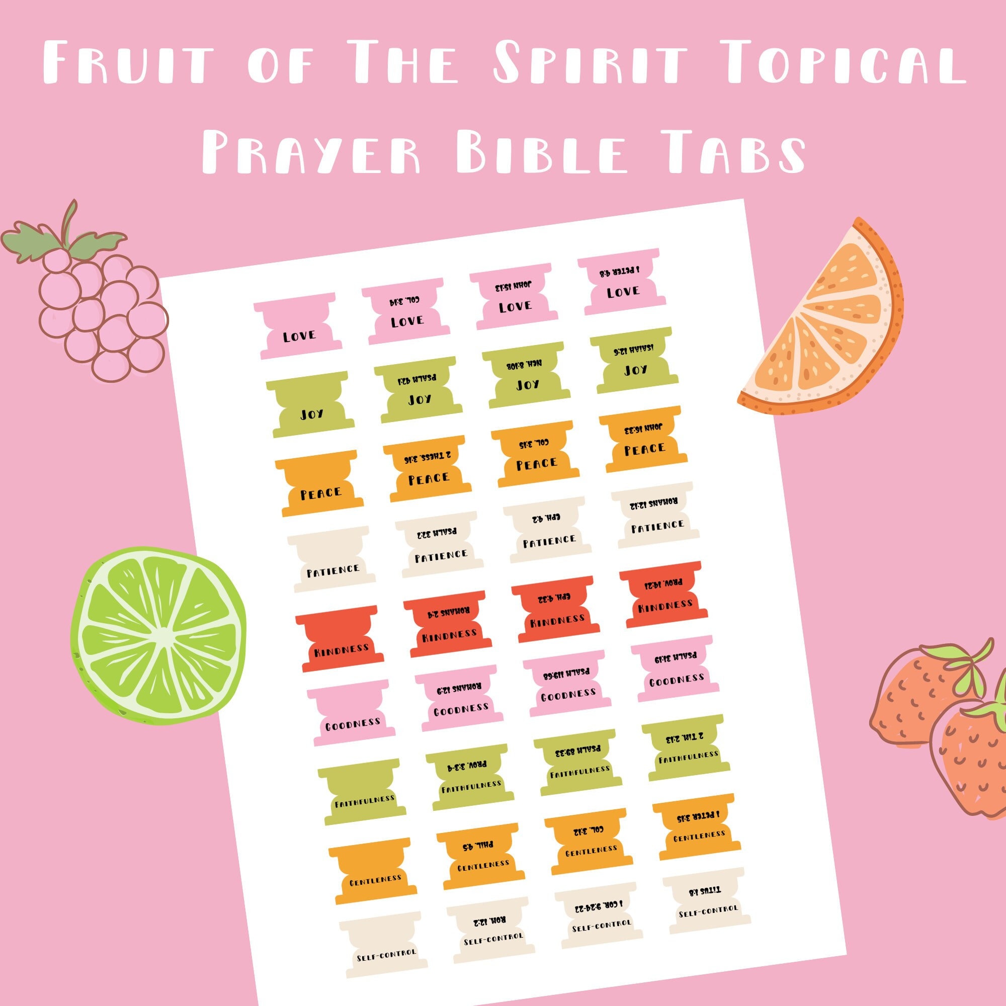 Fruit of the Spirit Topical Prayer Bible Tabs || Prayer Bible || Bible ...