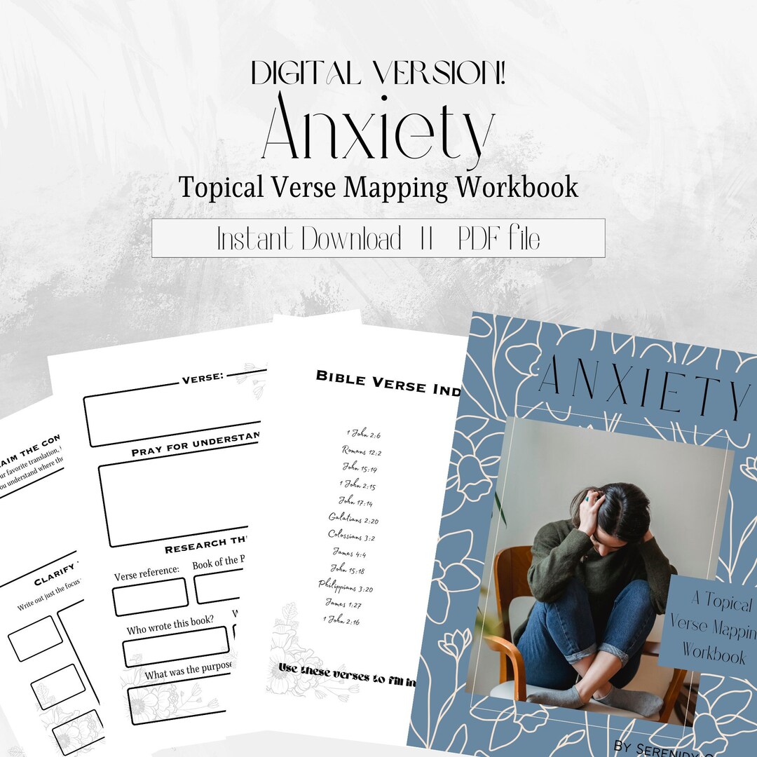 Anxiety Topical Verse Mapping Workbook || Verse Mapping Worksheets ...