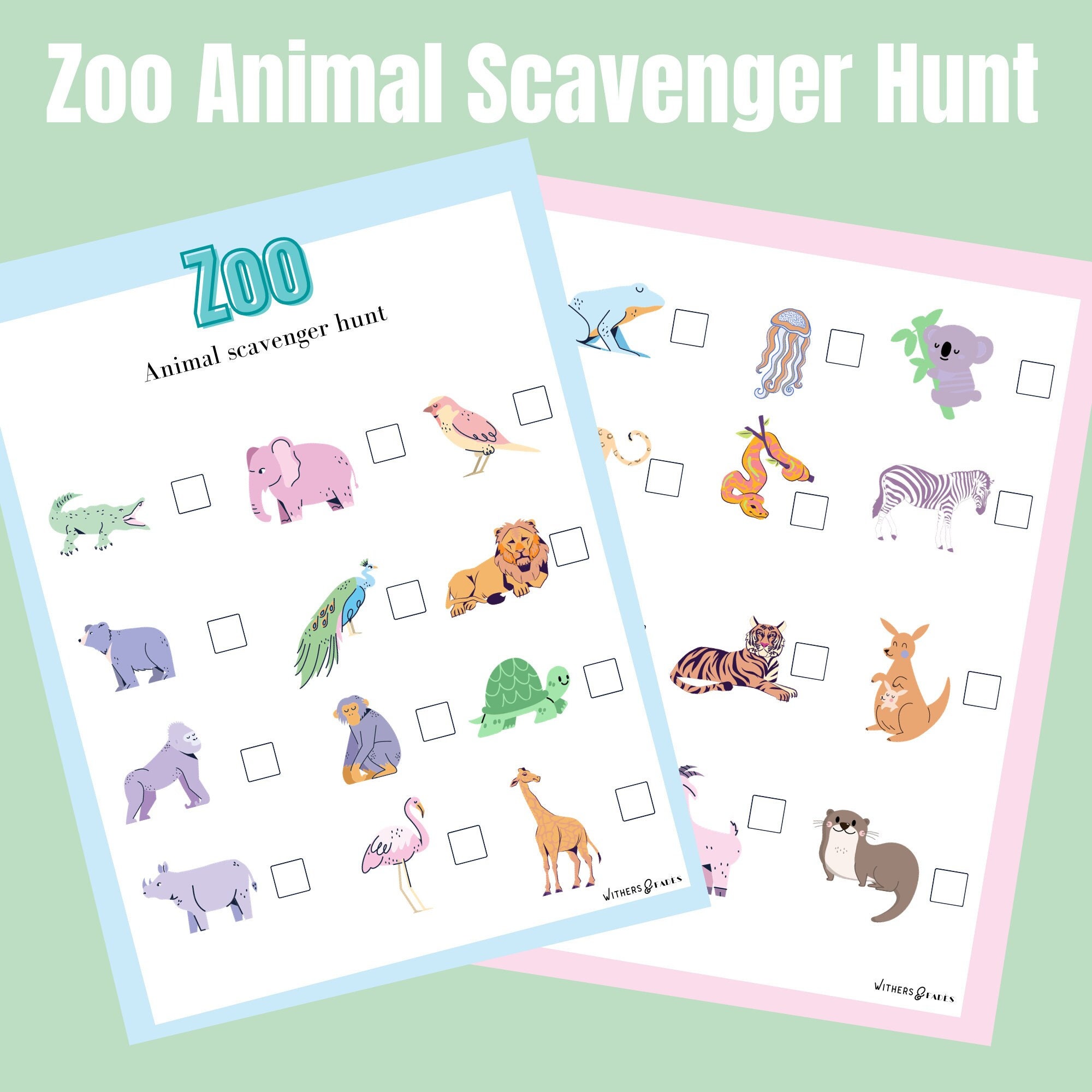 Zoo Animal Scavenger Hunt || Printable PDF || Pre School, Field Trip ...