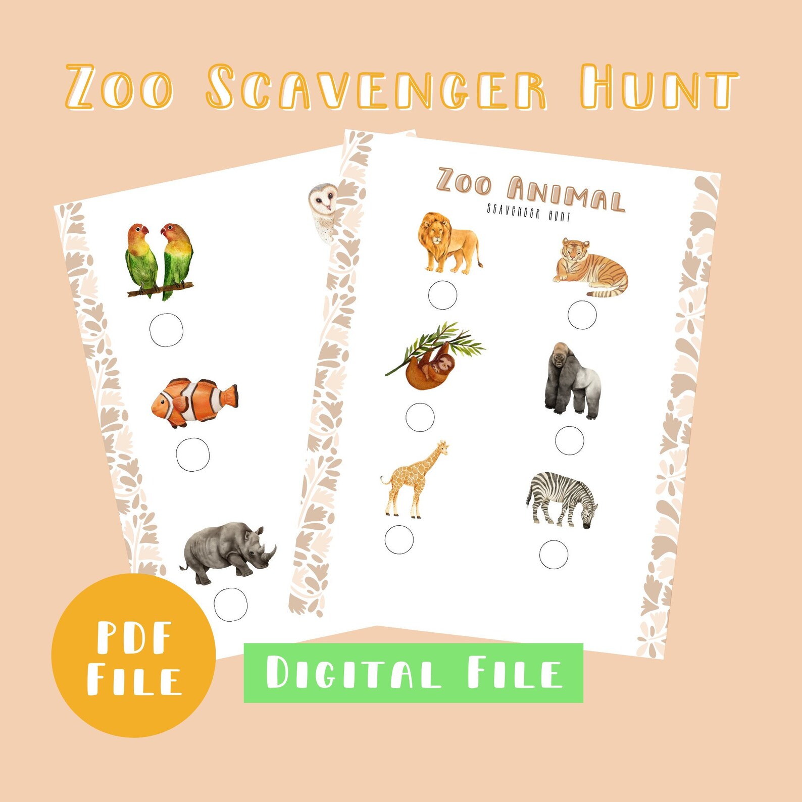 Zoo Scavenger Hunt for Animals || Homeschool || Teacher Resources ...
