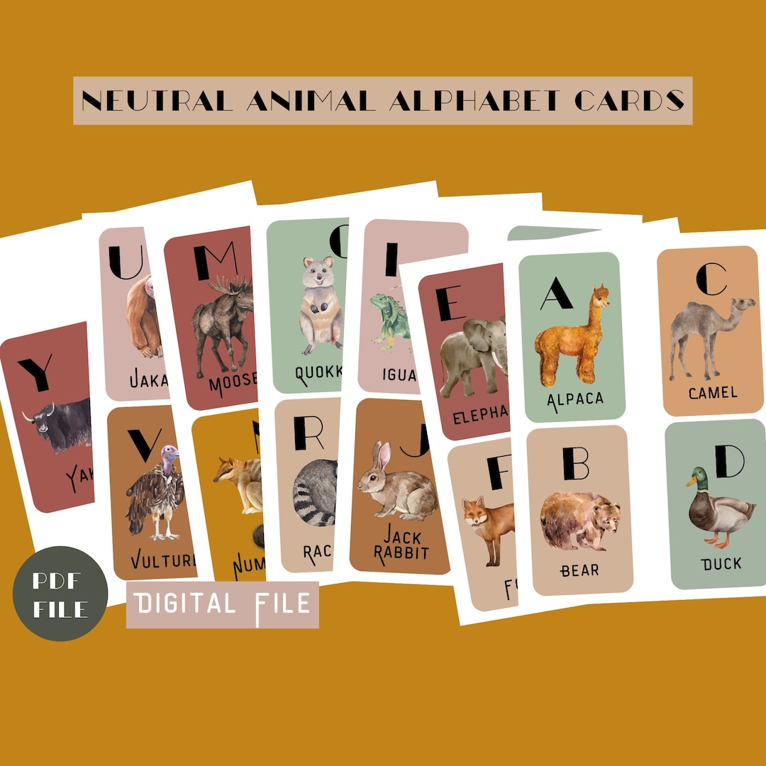 Neutral Animal Alphabet Cards || Homeschool Printable || Christian ...
