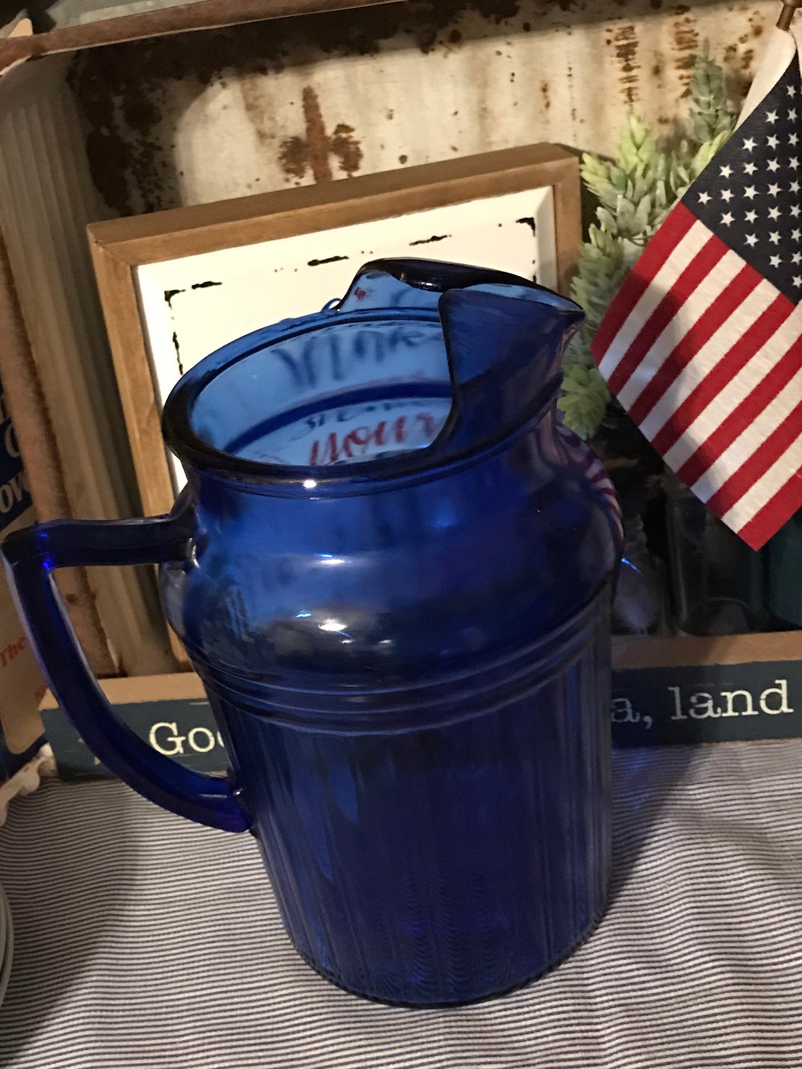 Vintage Cobalt Blue Pitcher Vintage Ribbed Pitcher | Etsy Vintage Cobalt Blue Pitcher Vintage Ribbed Pitcher | Etsy