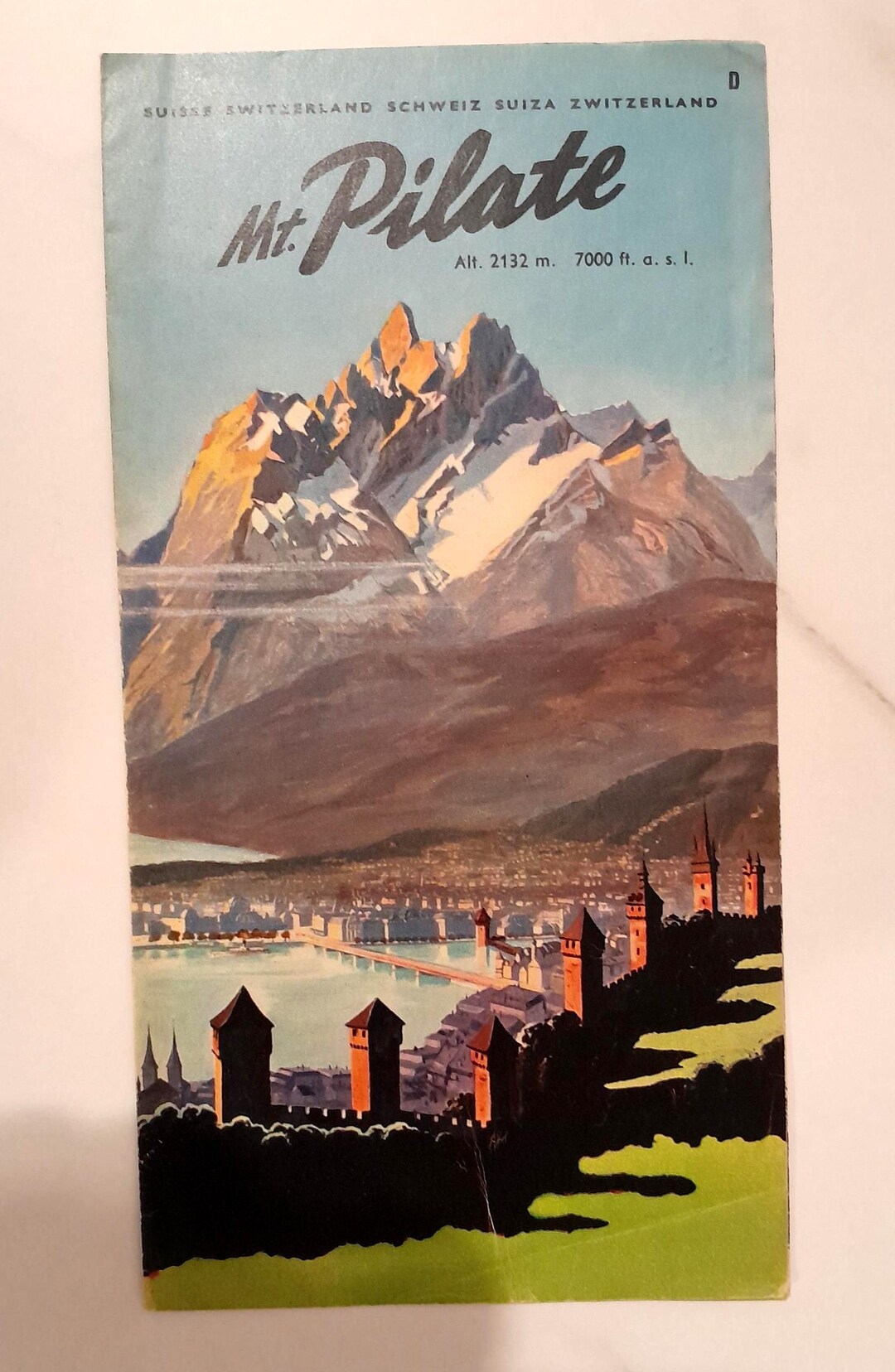 Vintage 1950s Switzerland Mt PILATUS PILATE - Travel Brochure - Map ...