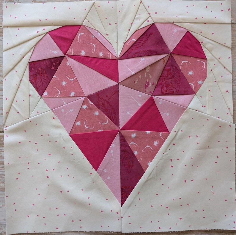Heart Quilt Block Pattern – Digital PDF | Foundation Paper Piecing ...