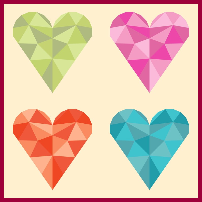 Heart Quilt Block Pattern – Digital PDF | Foundation Paper Piecing ...