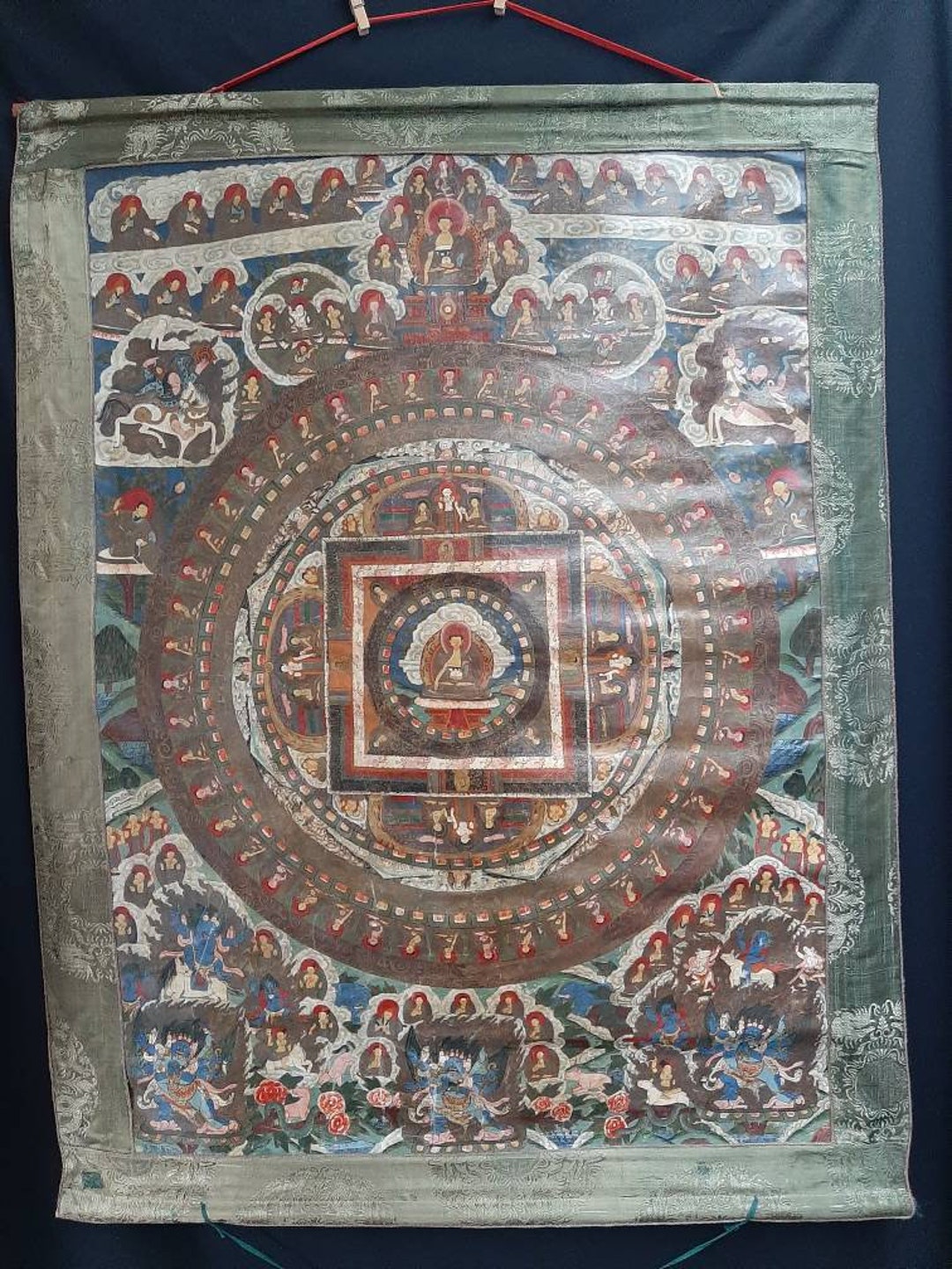 A Large Antique Tibetan Buddhist Thangka Oil Painting 19TH C. - Etsy