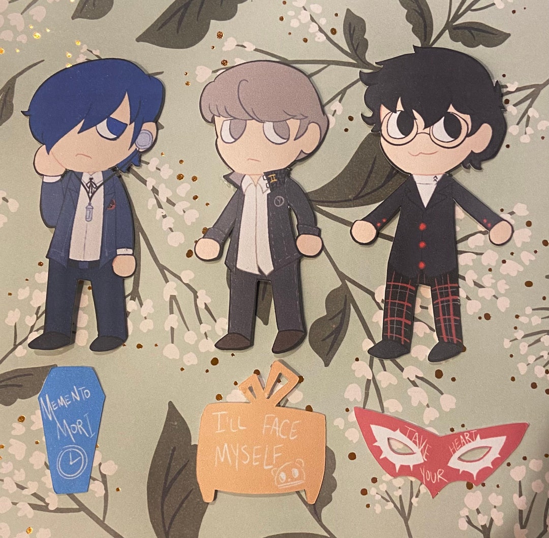 Persona Flake Stickers - P3 P4 P5 Protagonists Akira Kurusu Ren Amamiya ...