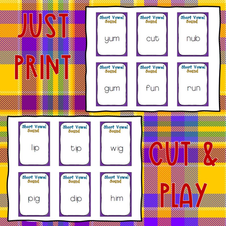 Phonics, Phonics Game, Short Vowel Sounds, Card Game, Blending CVC ...