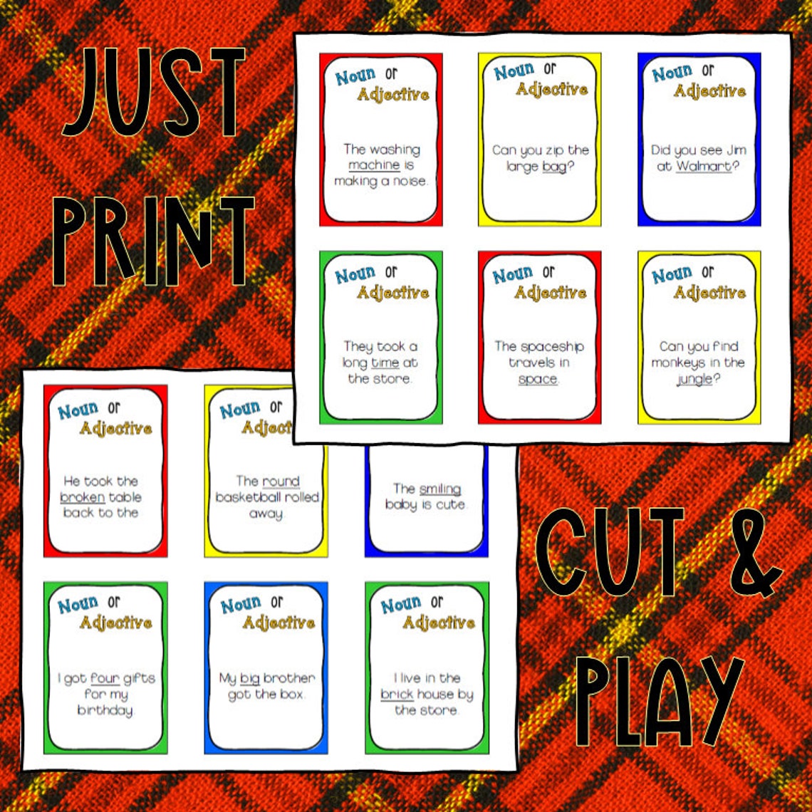 Parts of Speech, Noun or Adjective Game, Parts of Speech, Early ...