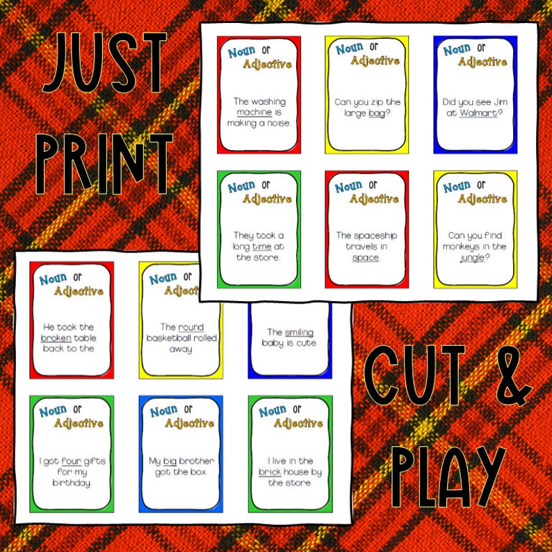 Parts of Speech, Noun or Adjective Game, Parts of Speech, Early ...