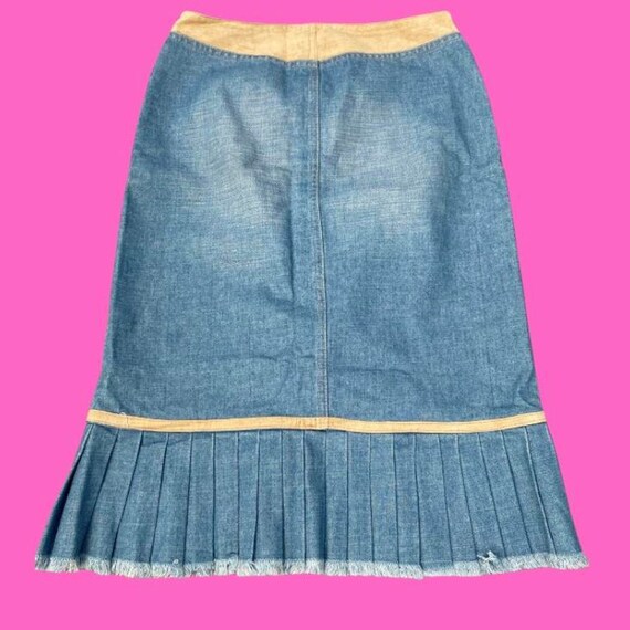 Vintage 1990s denim & suede panel contrast cowgirl mi… - Gem